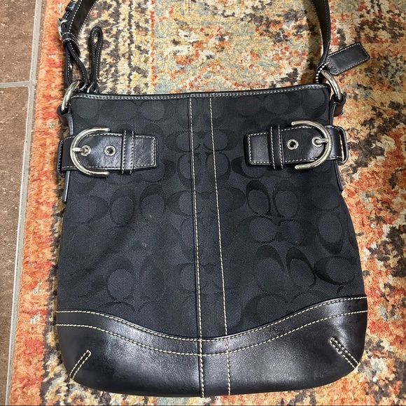 Coach | Bags | Coach Signature Canvasleather Shoulder Bag | Poshmark